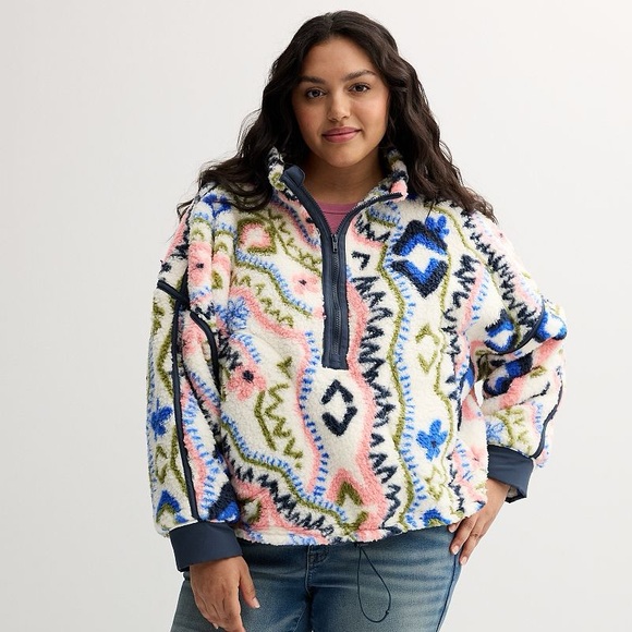 SO | Sweaters | Nwt So Multicolor Toggle High Pile Quarter Zip Sherpa ...